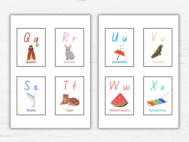 Alphabet Educational Flashcards With Pictures Digital - Etsy