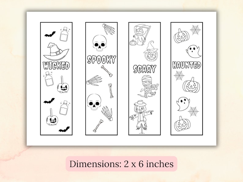 Printable Colour in Halloween Bookmark, 12 Designs, Printable Halloween ...