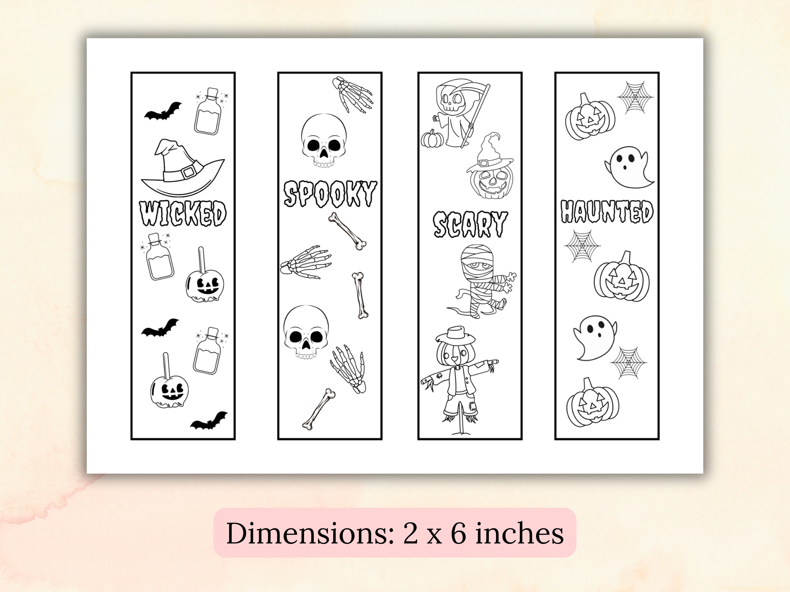 Printable Colour in Halloween Bookmark, 12 Designs, Printable Halloween ...
