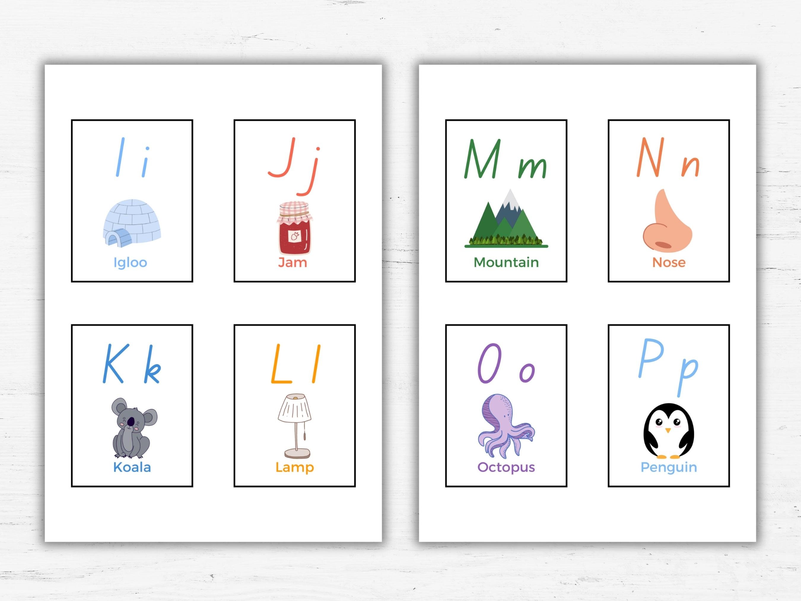Alphabet Educational Flashcards With Pictures, Digital Download Kids ...