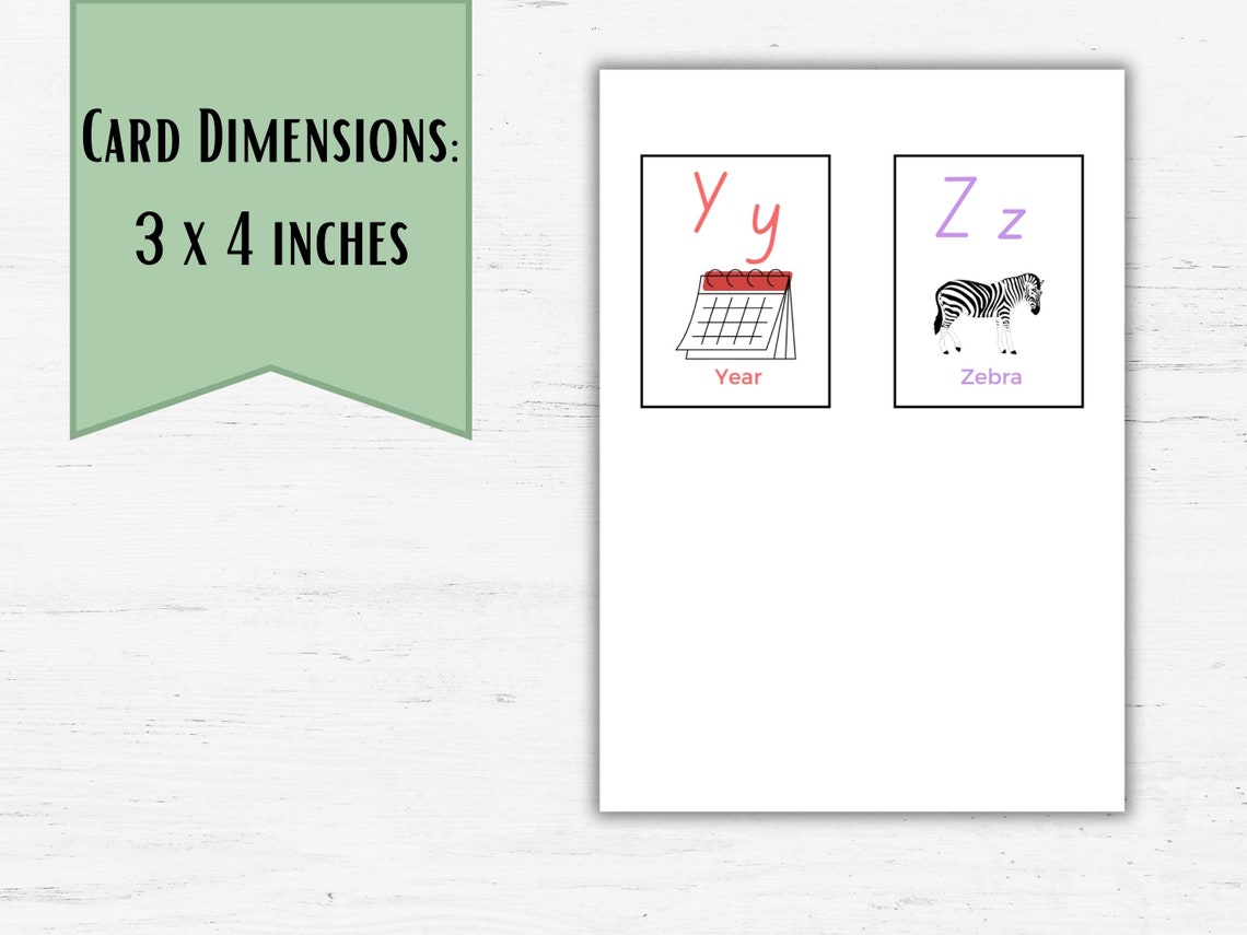 Alphabet Educational Flashcards With Pictures, Digital Download Kids ...