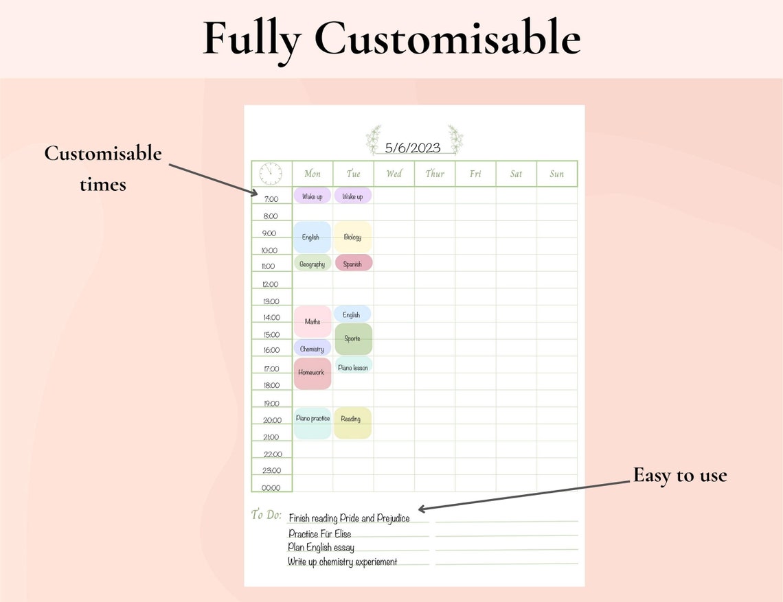Weekly Time Blocking Planner Digital and Printable PDF 11 - Etsy