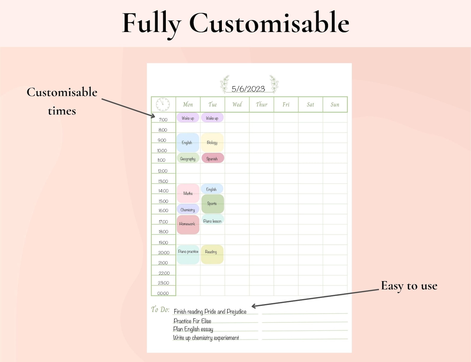 Weekly Time Blocking Planner Digital and Printable PDF 11 - Etsy