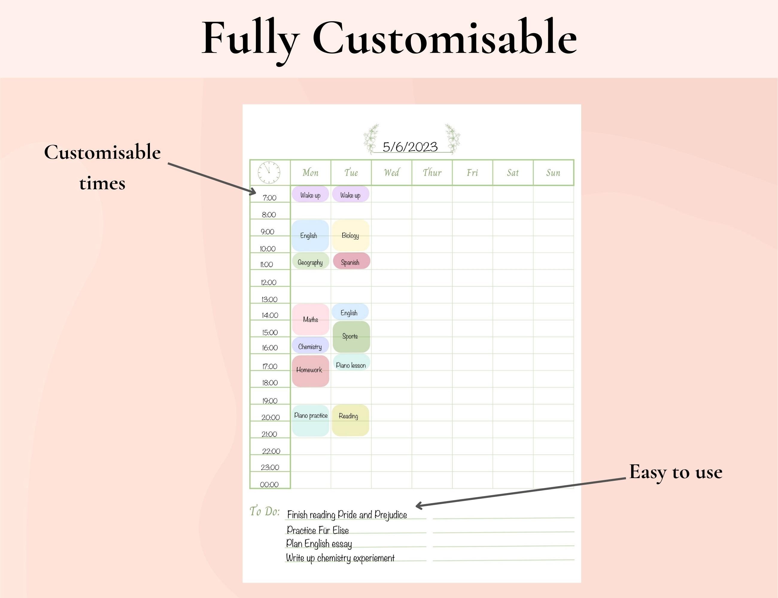 Weekly Time Blocking Planner Digital and Printable PDF 11 - Etsy