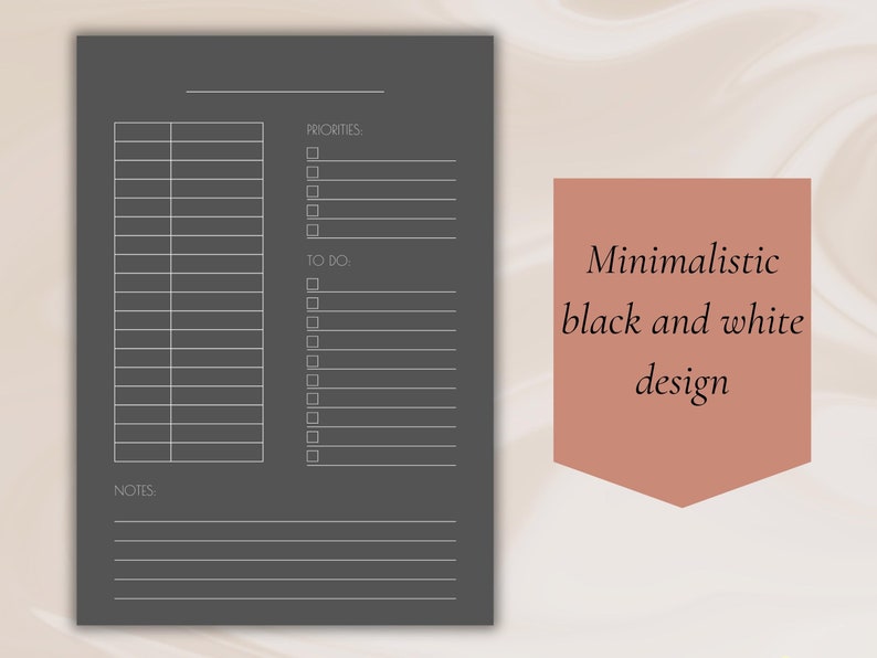 Minimalistic Dark Daily Planner | Instant Download | Printable PDF ...