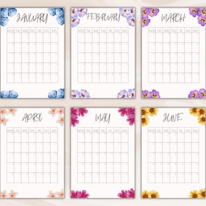 Blank Floral Monthly Planner | Digital and Printable PDF | Instant ...