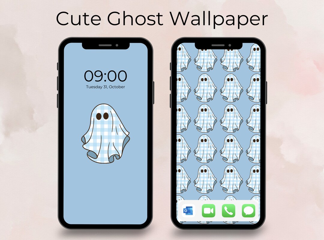 Light Blue Ghost Wallpaper, Halloween Wallpaper, iPhone Wallpaper, Cute ...