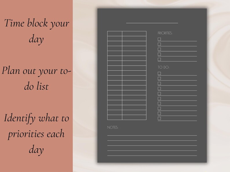 Minimalistic Dark Daily Planner | Instant Download | Printable PDF ...