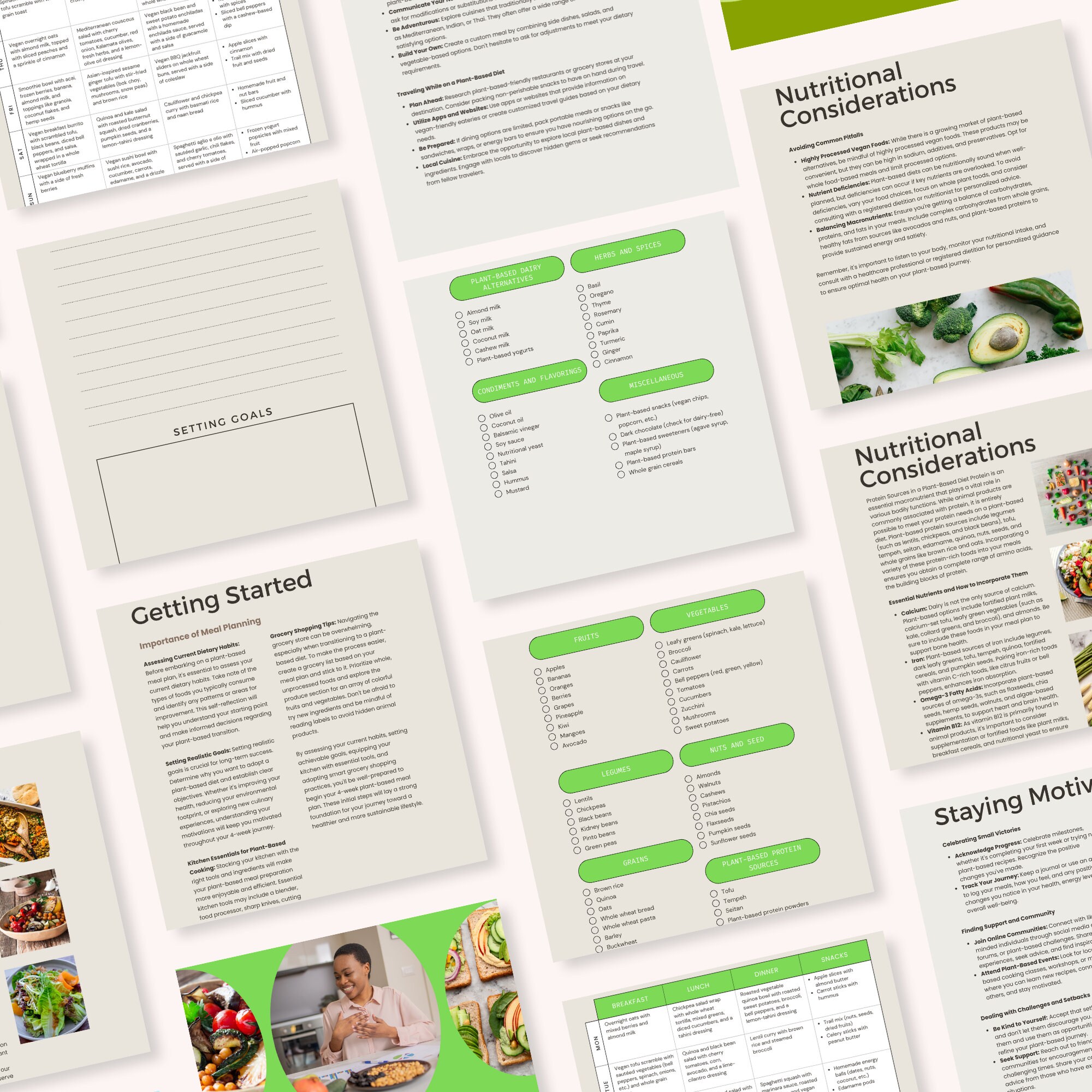 Plant-based Meal Planner: 4-week Printable Meal Plan, Grocery List, and ...