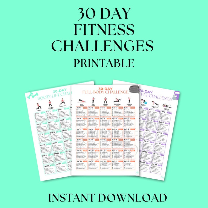 30-day Home Workout Plan: Beginner Fitness Challenge (printable) - Etsy