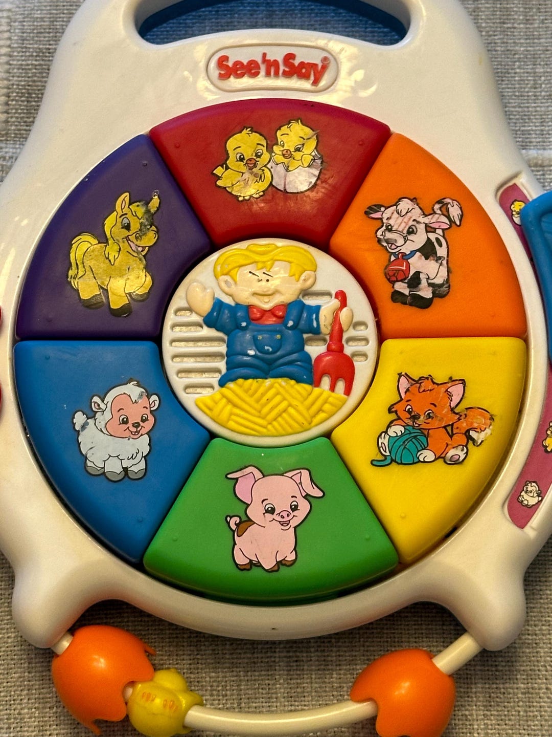 Vintage See'n Say Farmer Farm Animal Sounds / Music Crib Toy - Etsy