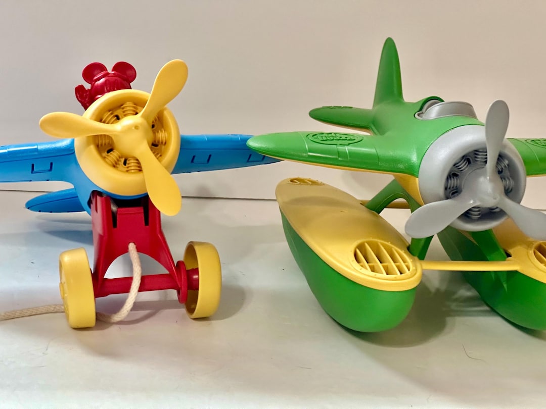 Green Toys Mickey Mouse in Airplane and Green and Yellow Sea Plane - Etsy