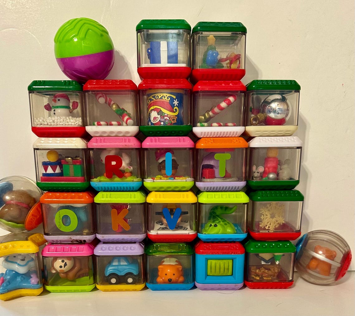 Fisher Price Peek A Blocks Mixed Set of 27 Animals Letters Sounds ...