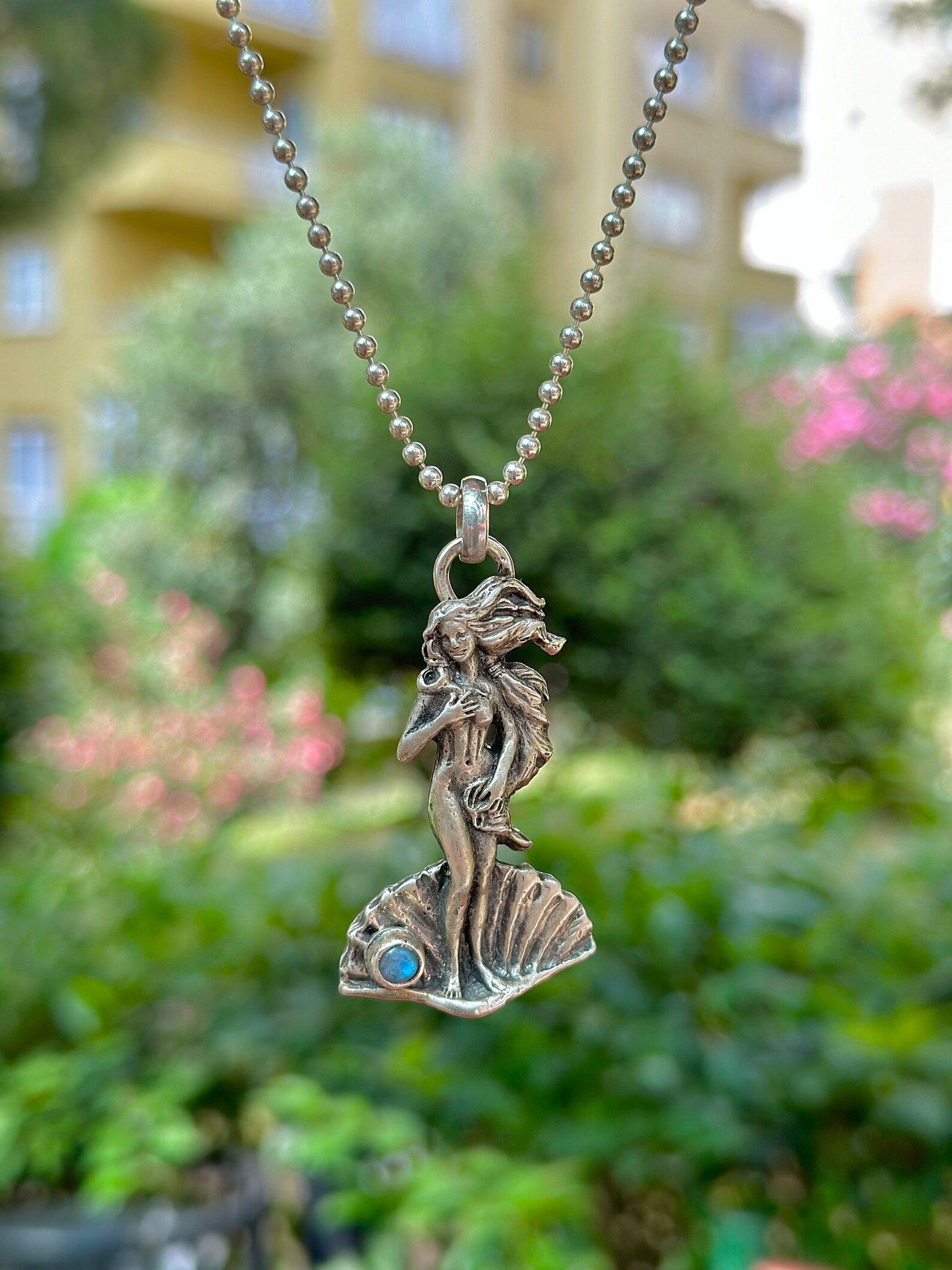 Silver Botticelli Venus With Small Shell & Gemstone - Etsy