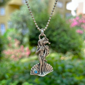 Silver Botticelli Venus With Small Shell & Gemstone - Etsy