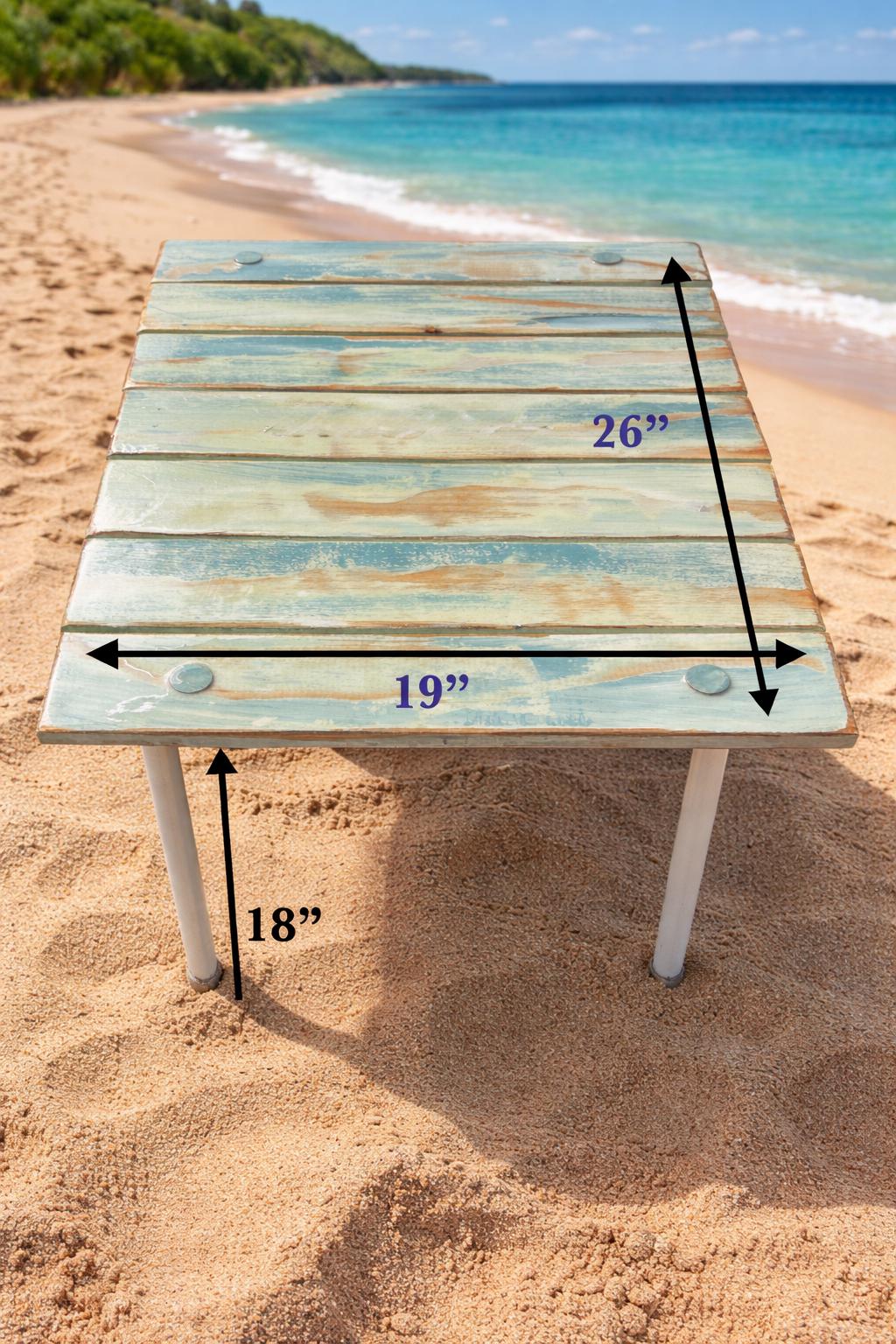 Life is Good Beach Table in a Bag, Turquoise Distressed Wood - Etsy