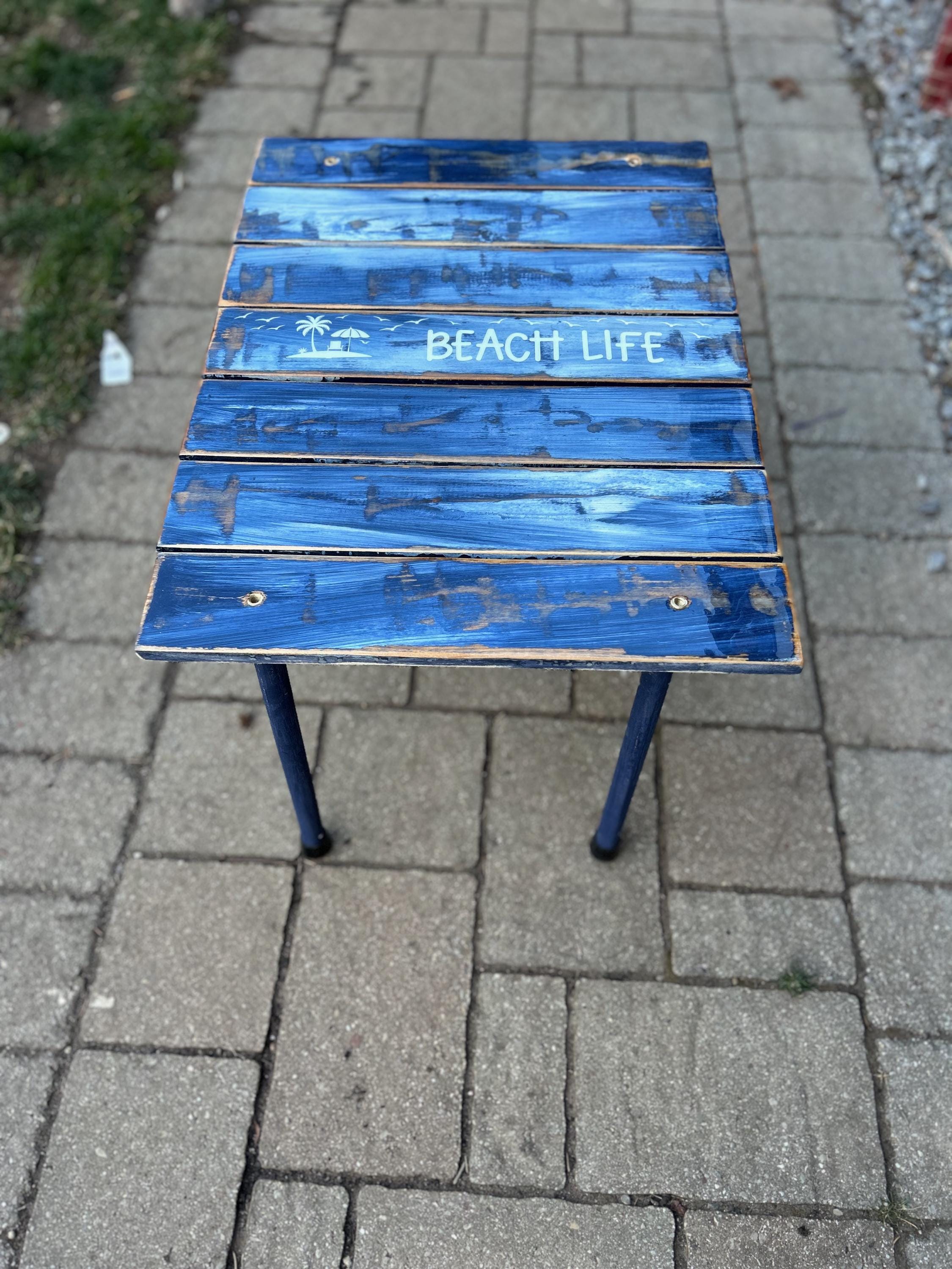 Beach Life/roll Out Patio Beach Table in Bag/portable Table/reclaimed ...