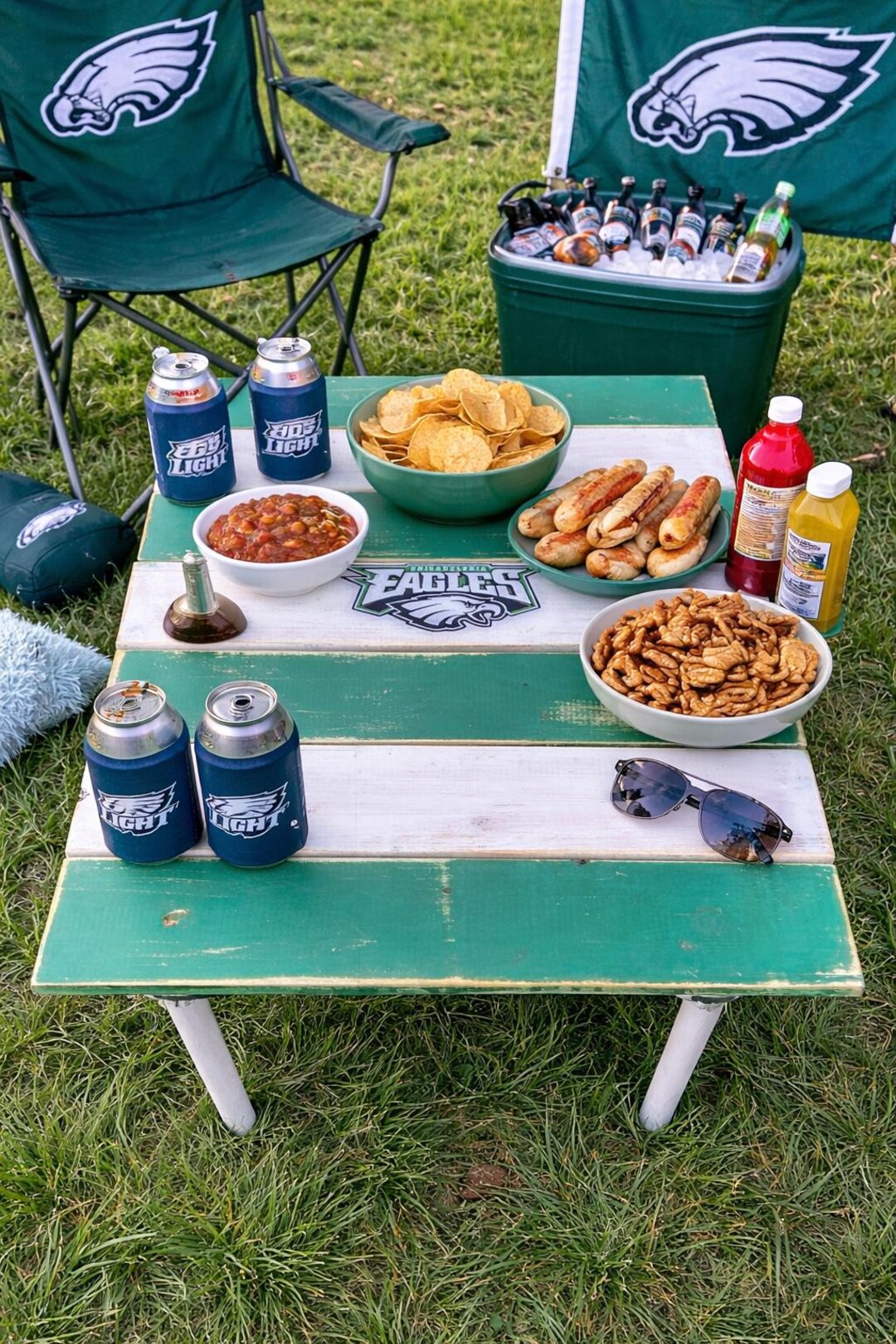 Eagles Roll-out Table | Portable Cedar Tailgate Table | Football Fan ...