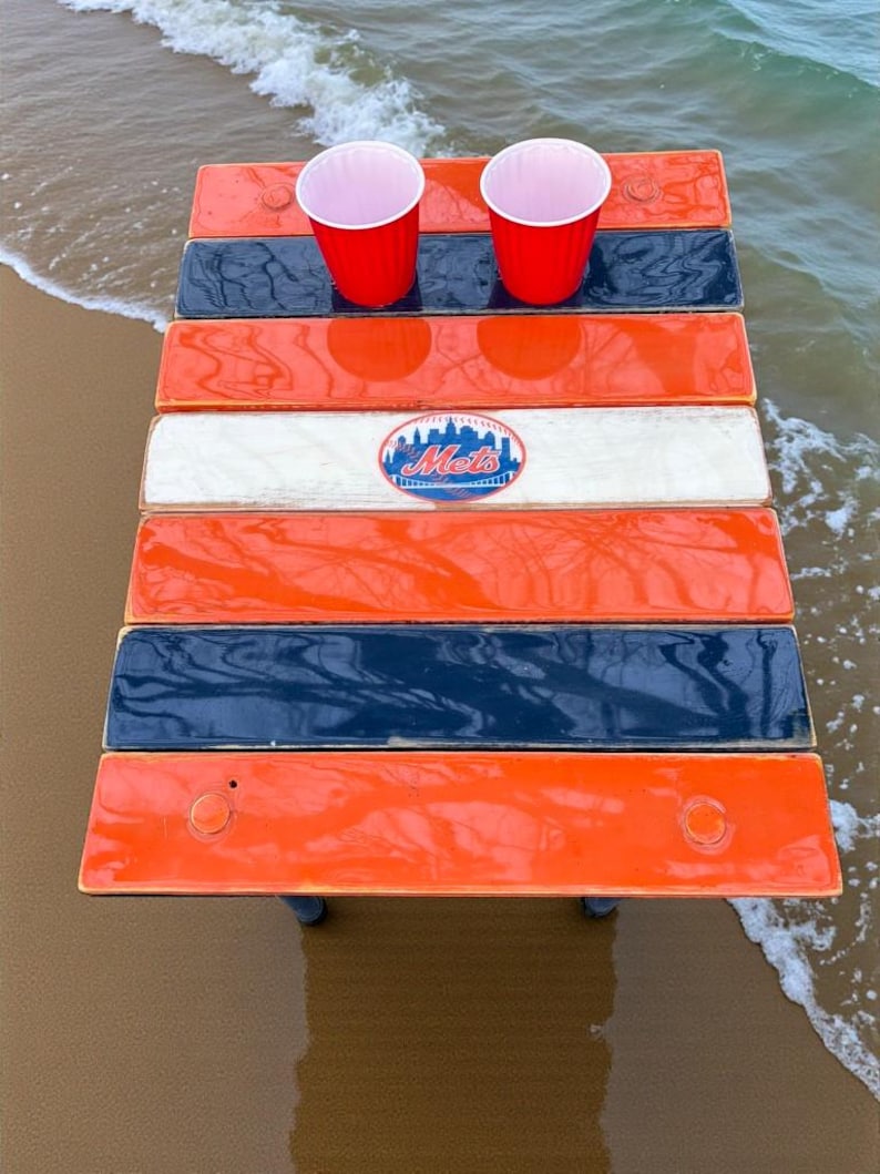 Mets Baseball Fan Gift|cedar Wooden Roll Out Table in a Bag|portable NY ...