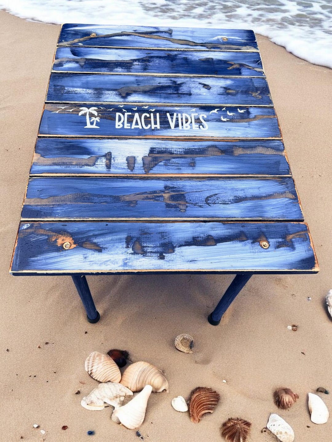 Beach Vibes Roll up Beach Table in a Bag/portable Beach Table/blue ...