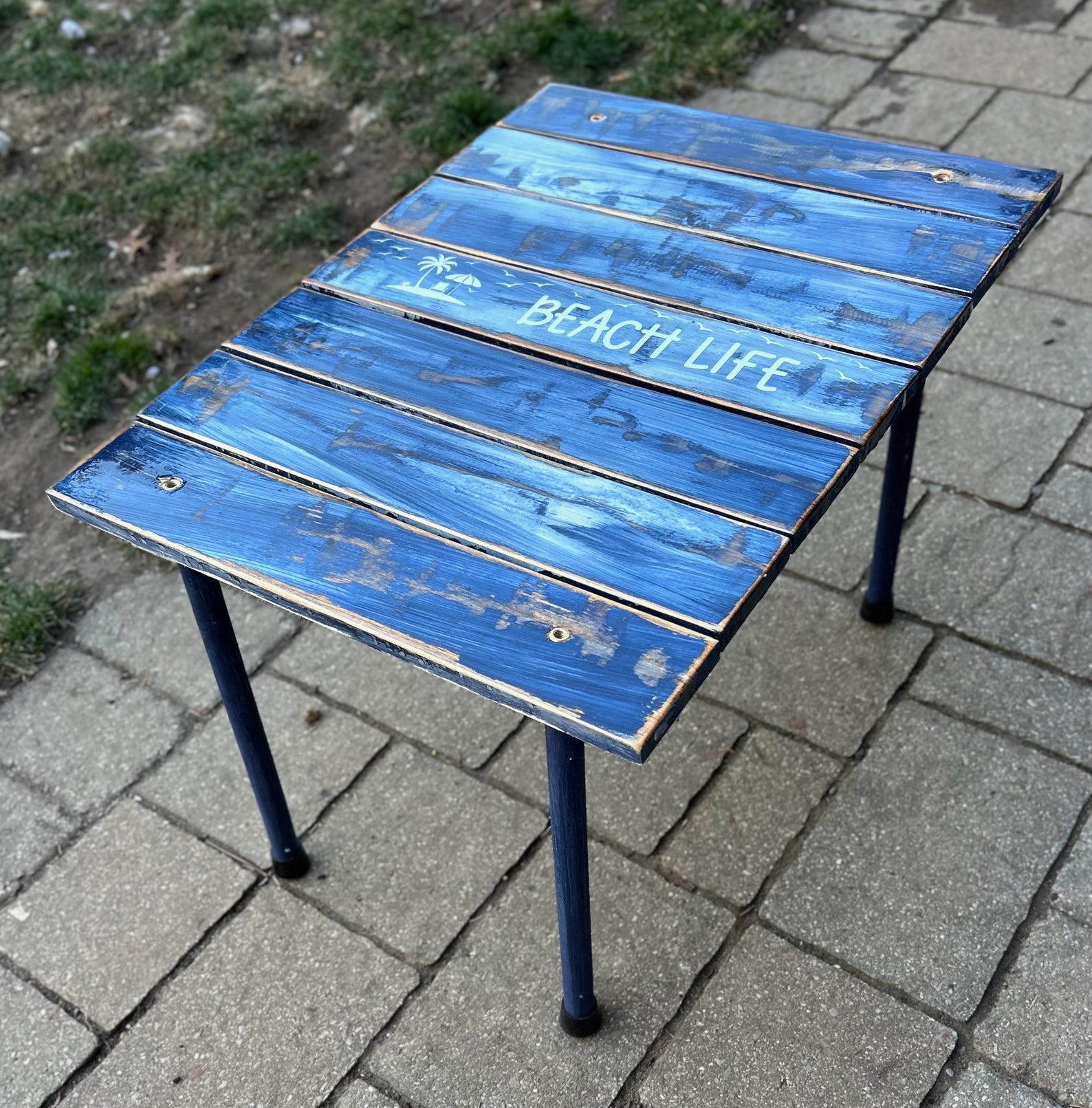 Beach Life/roll Out Patio Beach Table in Bag/portable Table/reclaimed ...