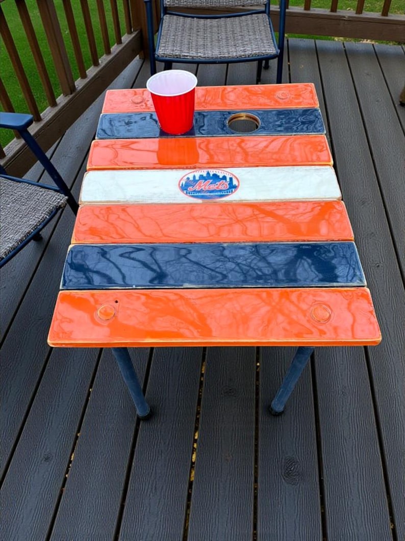 Mets Baseball Fan Gift|cedar Wooden Roll Out Table in a Bag|portable NY ...