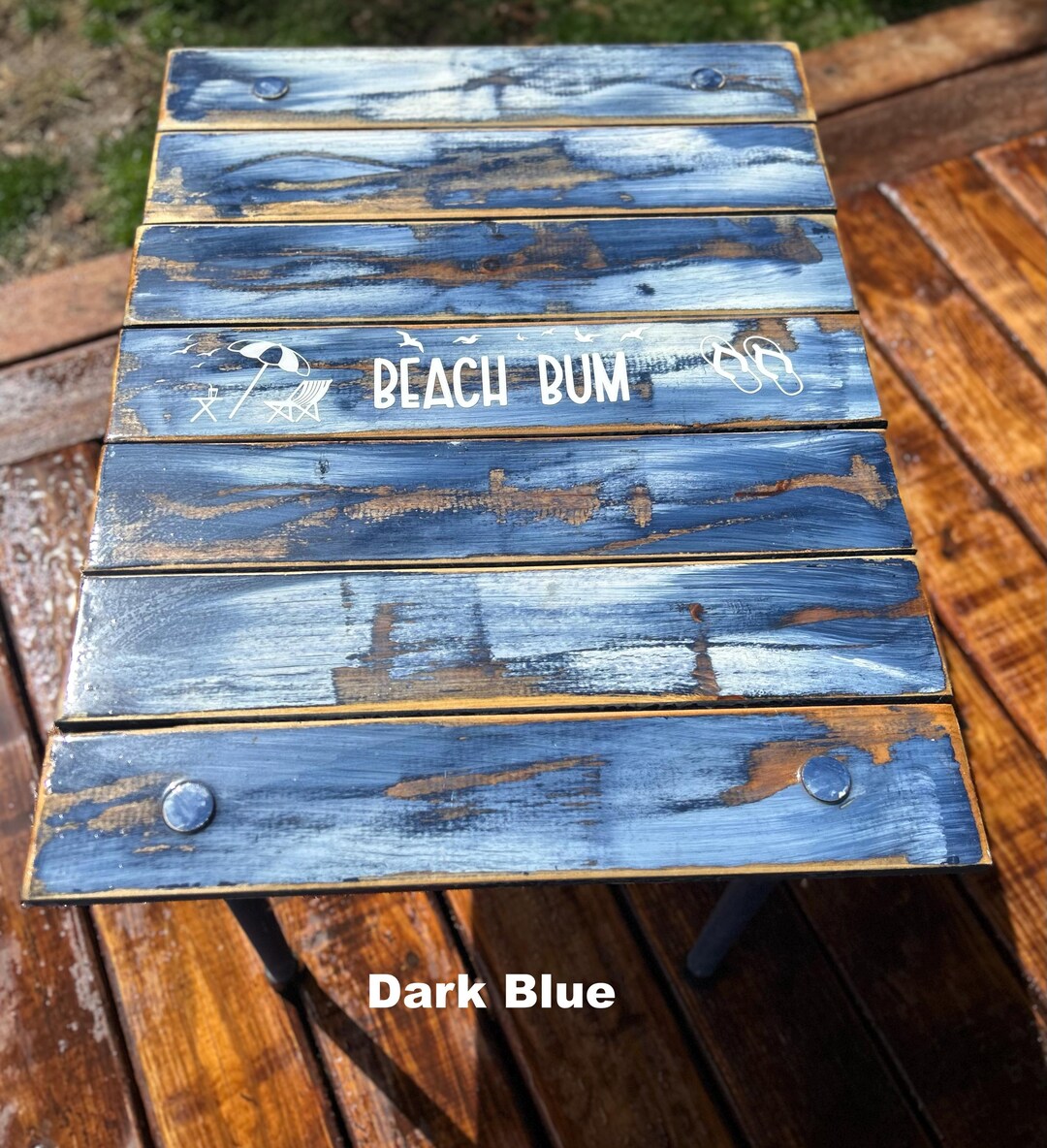 Beach Bum Roll up Beach Table in a Bag/portable Beach Table/blue ...