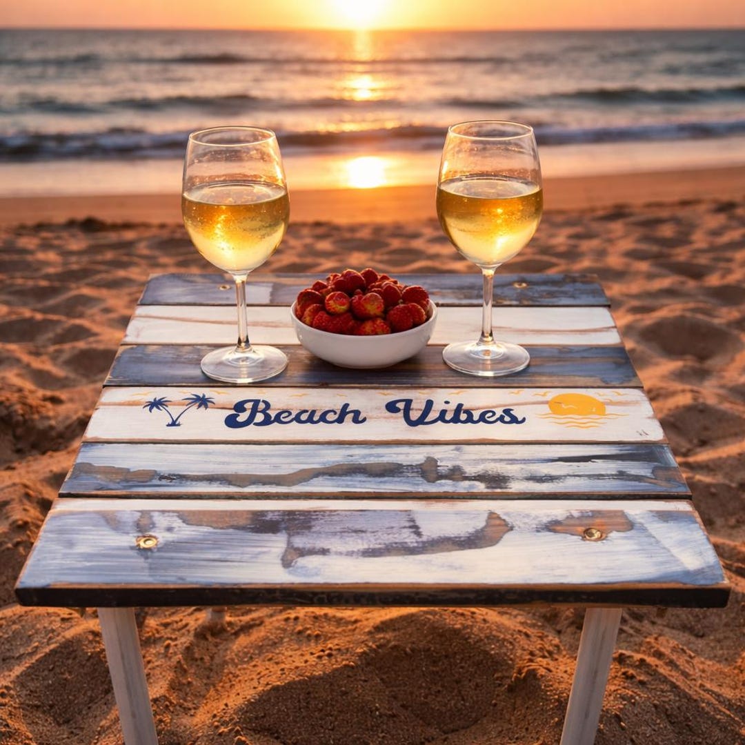 Roll up Beach Table in a Bag | Lightweight Portable Cedar Table | Blue ...