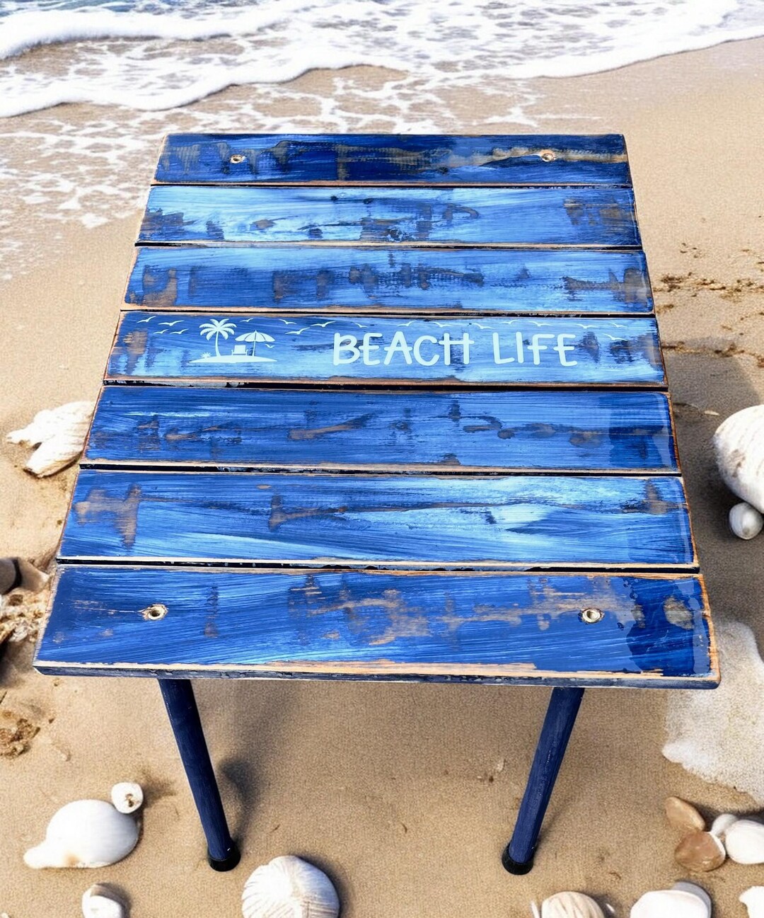 Beach Life/roll Out Patio Beach Table in Bag/portable Table/reclaimed ...