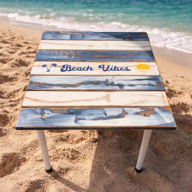 Roll up Beach Table in a Bag | Lightweight Portable Cedar Table | Blue ...