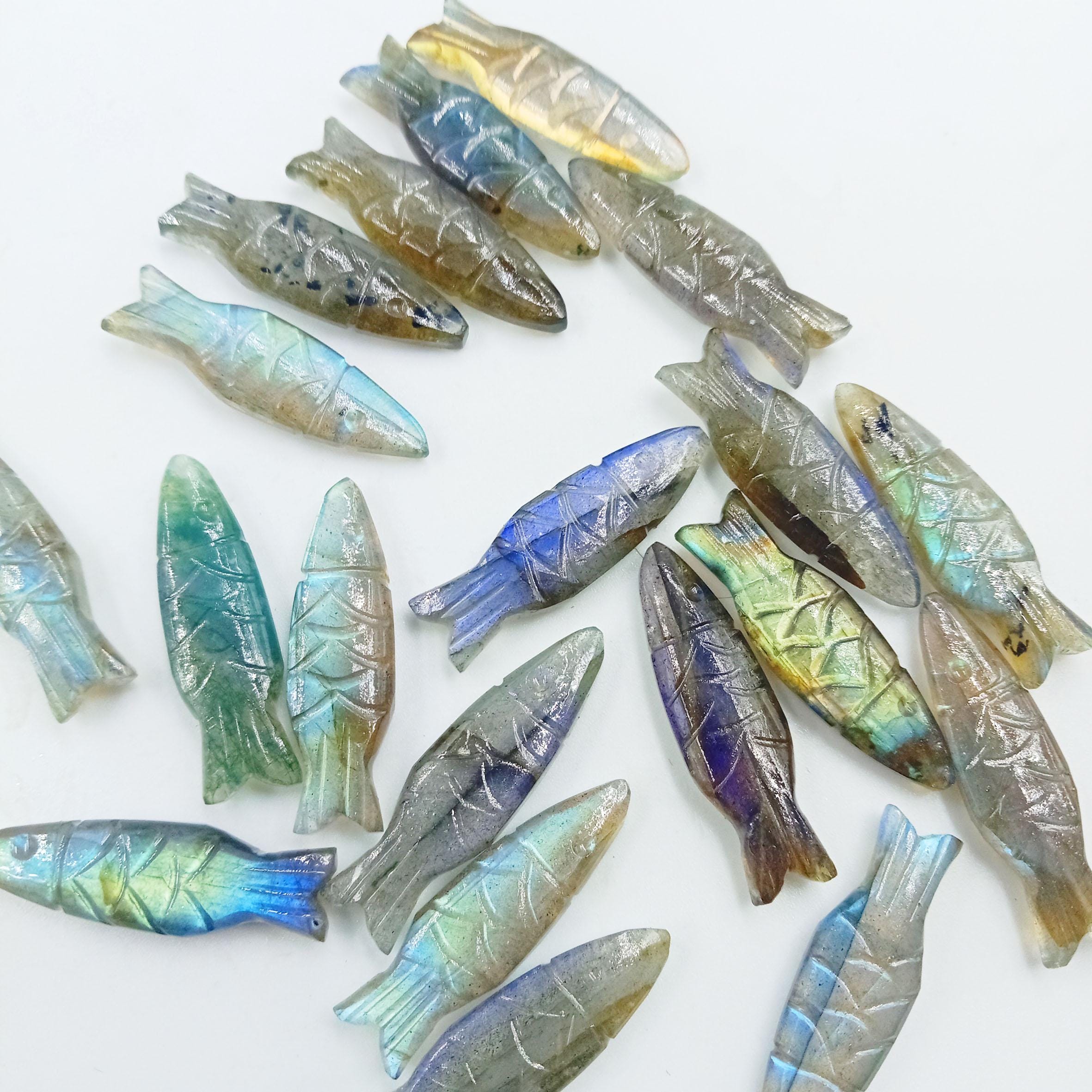 Labradorite Fish Carving 8x25mm SALE, Natural Hand Carved Gemstone ...