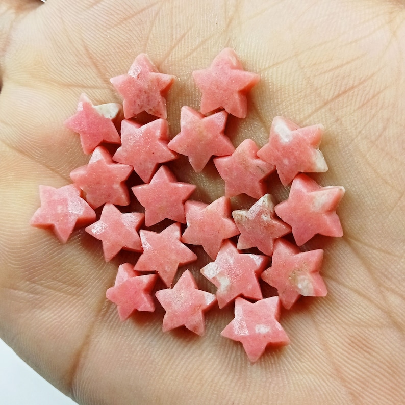 1,2,3 Pieces Natural Thulite Carved Star Gemstone, Hand Carved Crystal ...
