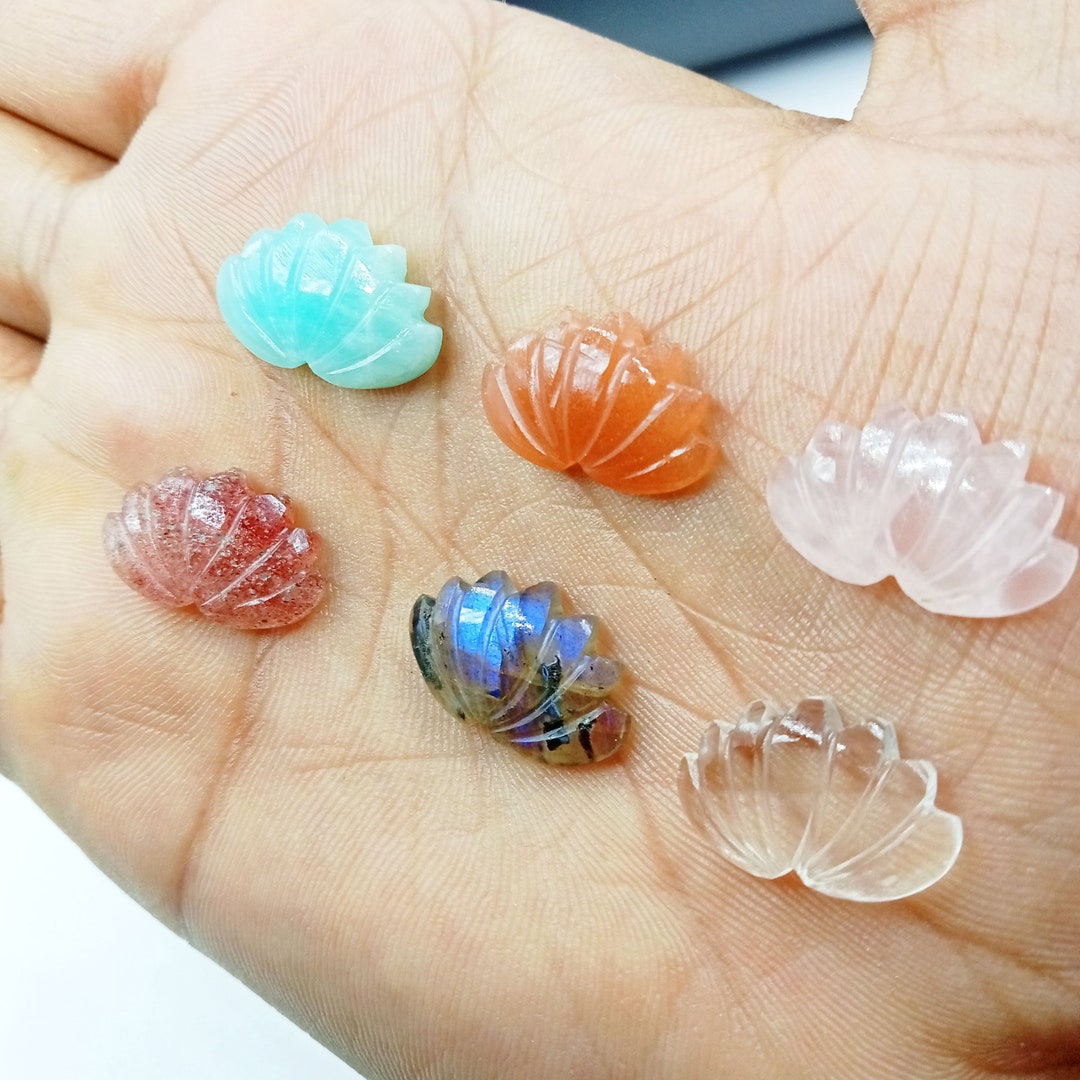1 Piece Natural Multi Lotus Carved Gemstone Bead, 13x20mm Hand Carved ...