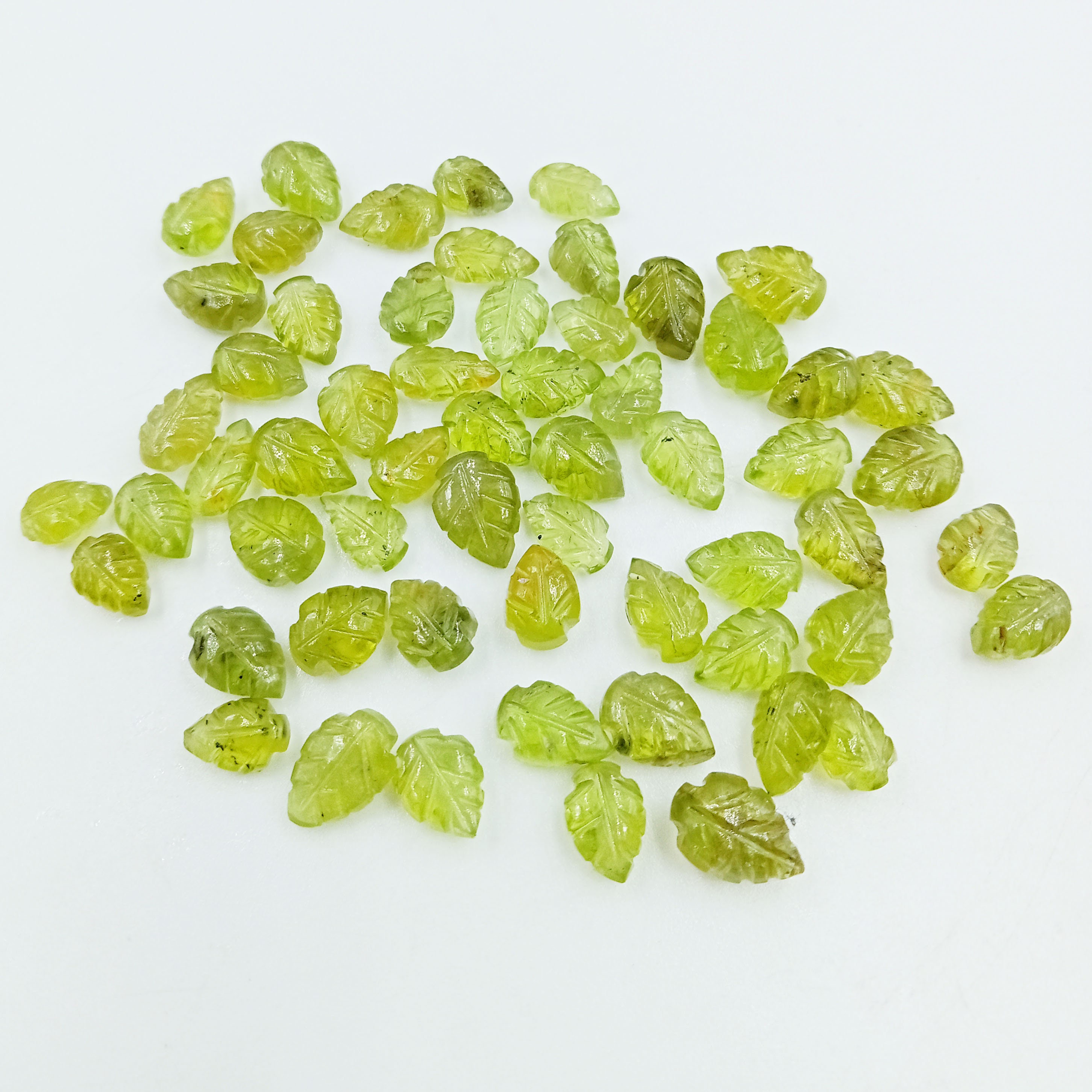 2,3,4,5 Pcs Natural Peridot Carved Leaf Gemstone, (4x6 to 5x6 MM ...
