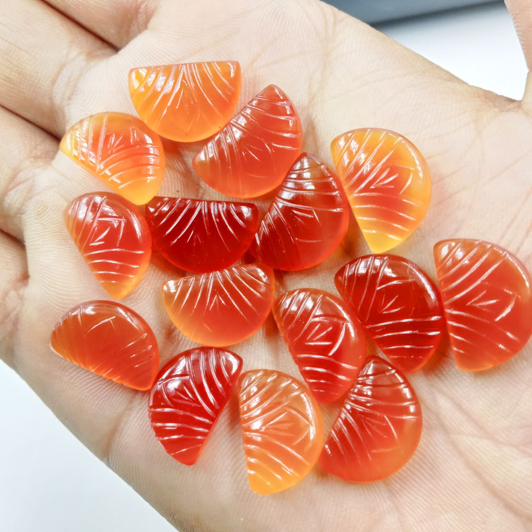 2,3,4,5 Pieces Natural Carnelian Carving D Shape Gemstone, 7x18 Mm ...