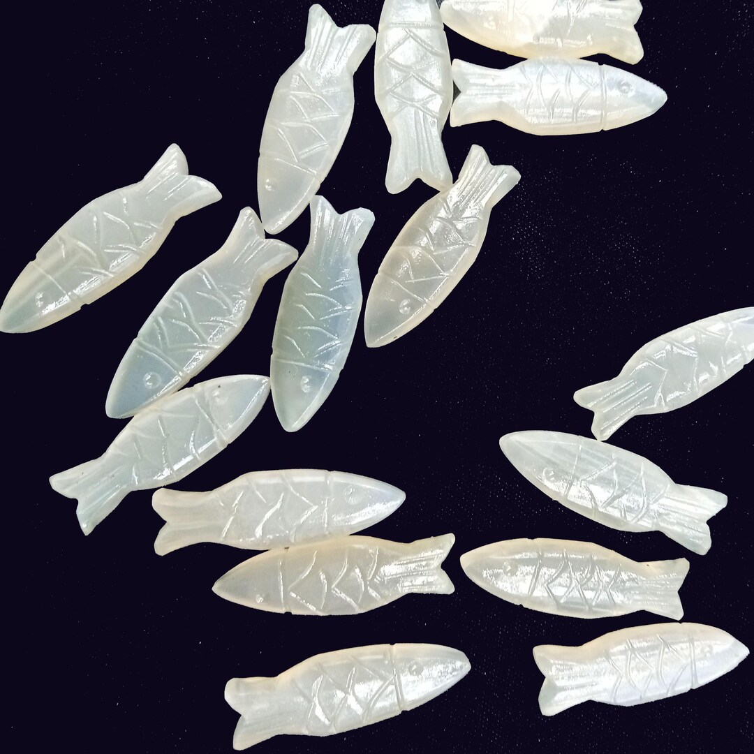 Awesome Quality White Moonstone Fish Carving 8x25mm, Hand Carved Loose ...