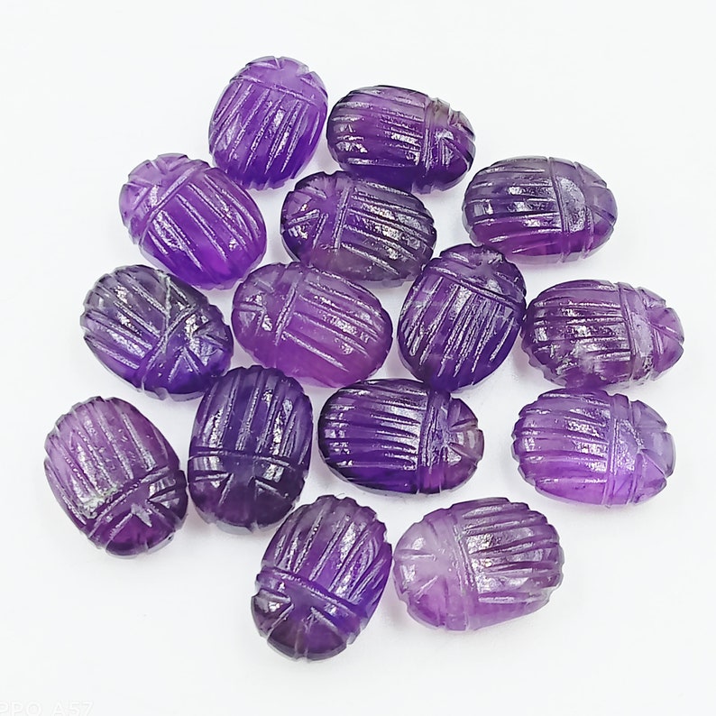 Purple Amethyst Scarab Shape Gemstone, AAA Amethyst Insect Carved ...