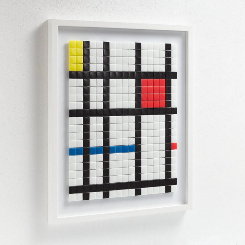 Mosaico inspirado en Piet Mondrian Pixel Art Mondrian Wall - Etsy México