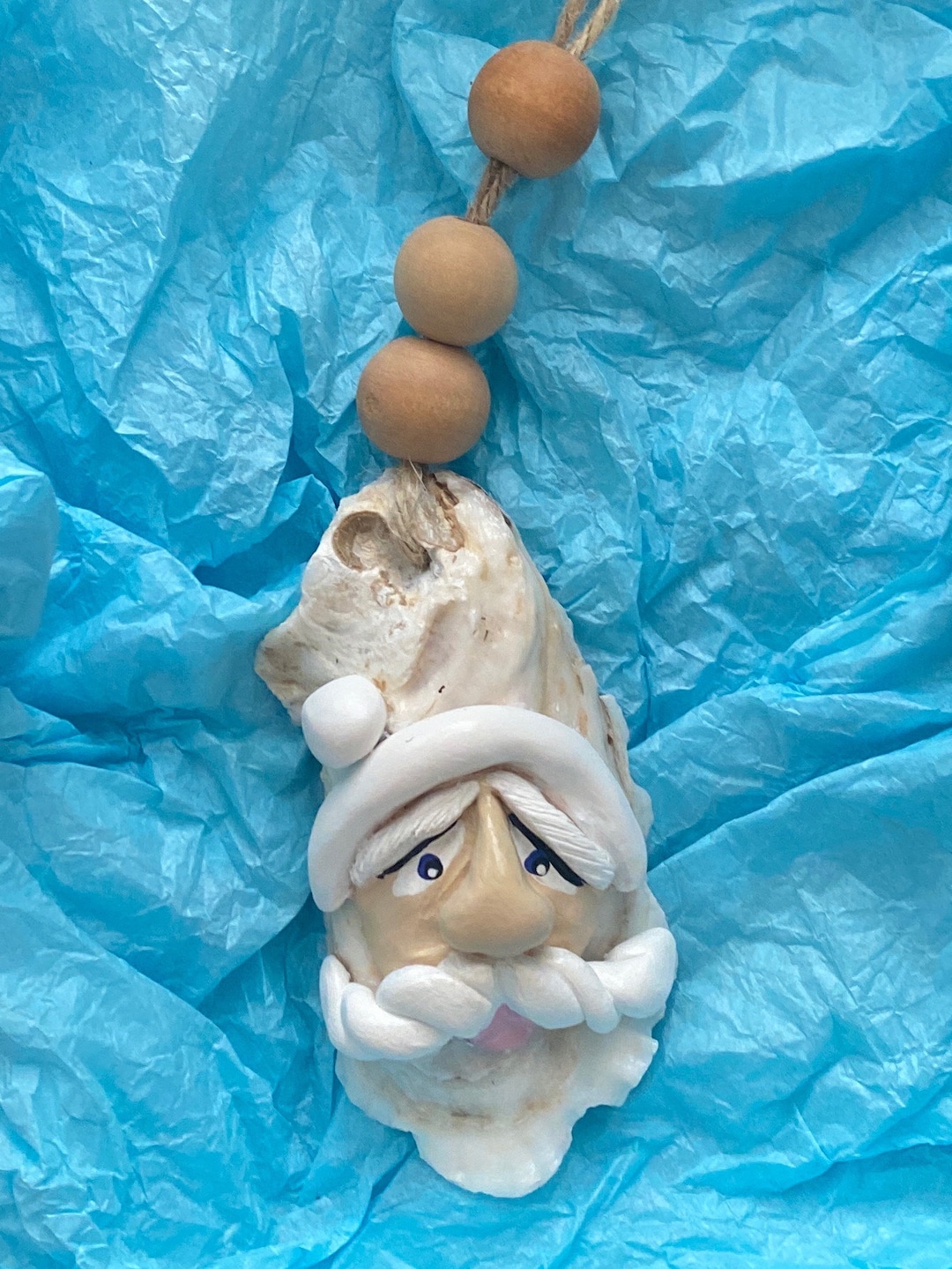 Hand Sculpted and Hand Painted Santa Oyster Shell Ornament - Etsy