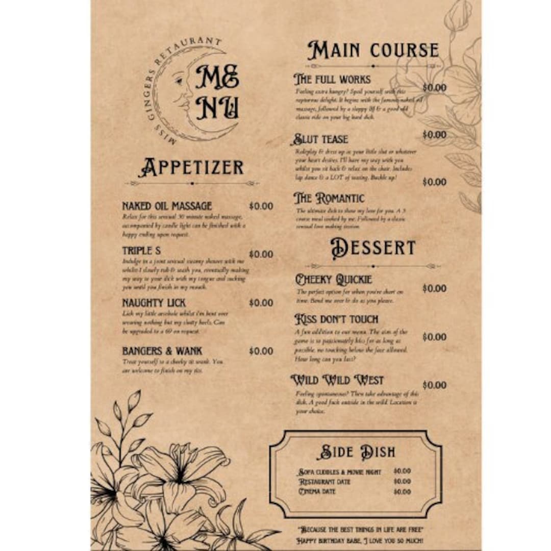 Digital Printable Sex & Intimacy Menu for Boyfriend X-rated - Etsy