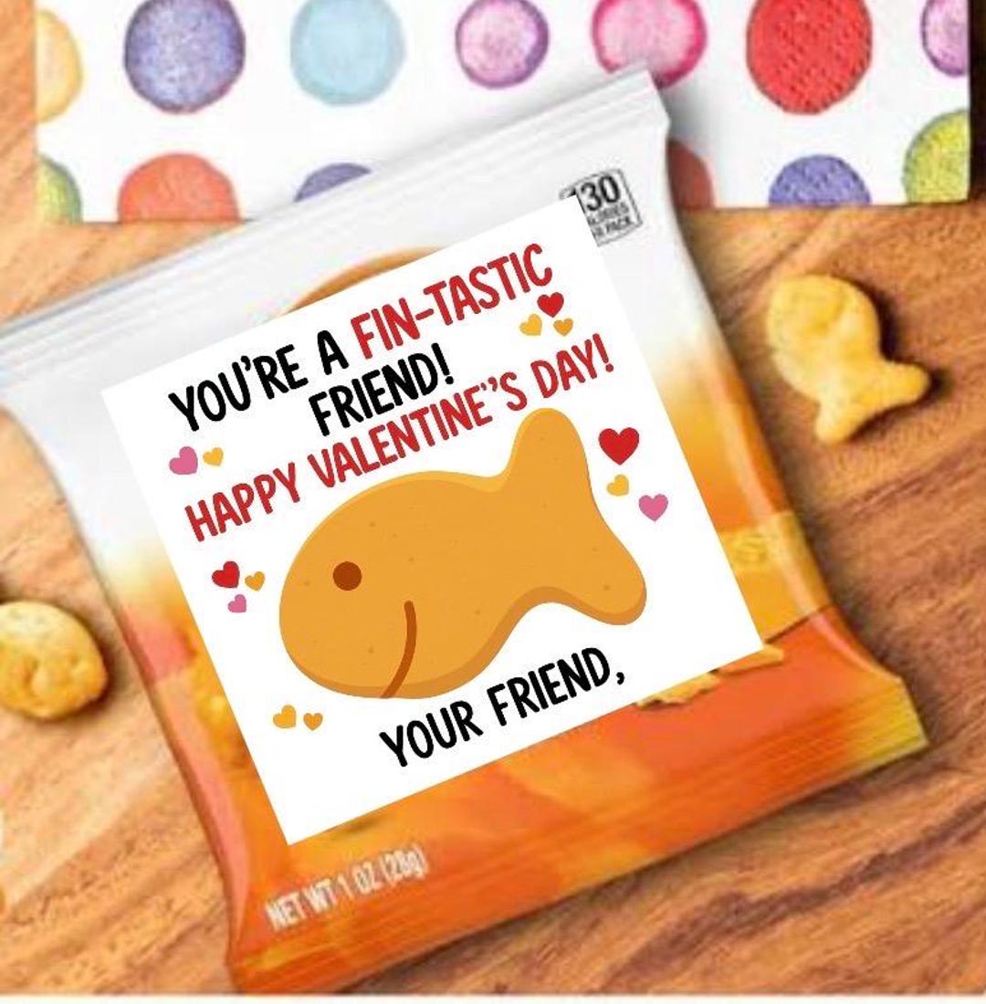 Valentine’s Day Goldfish Snack Label Sticker | You’re a Fin-tastic ...