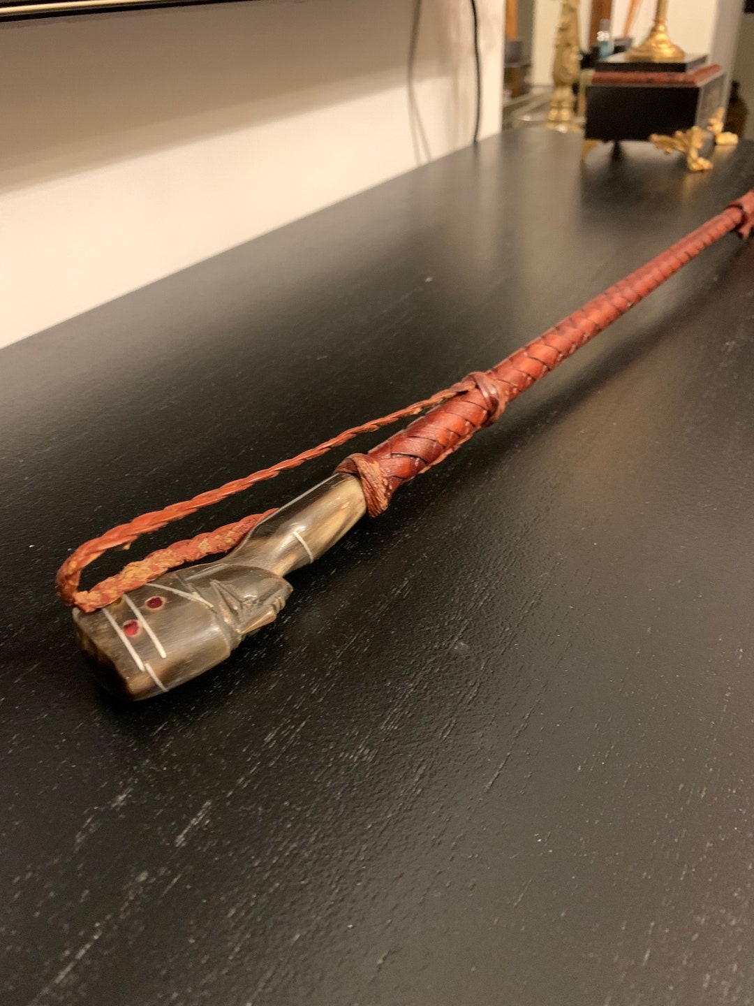 WHIP in Woven Leather for Horse Vintage Leather - Etsy