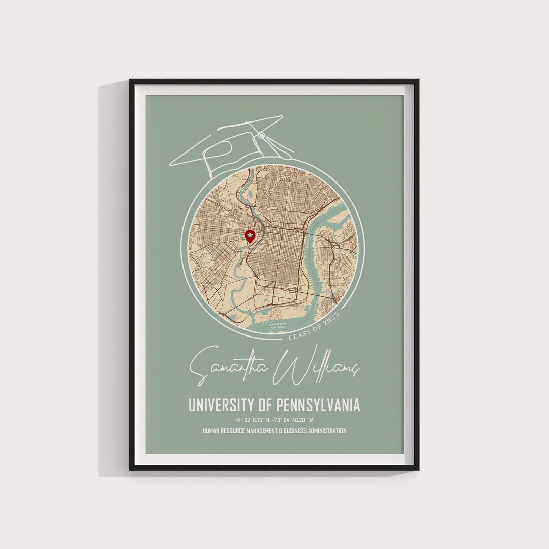 Personalized Graduation Map Gift | Custom College Graduation Print ...