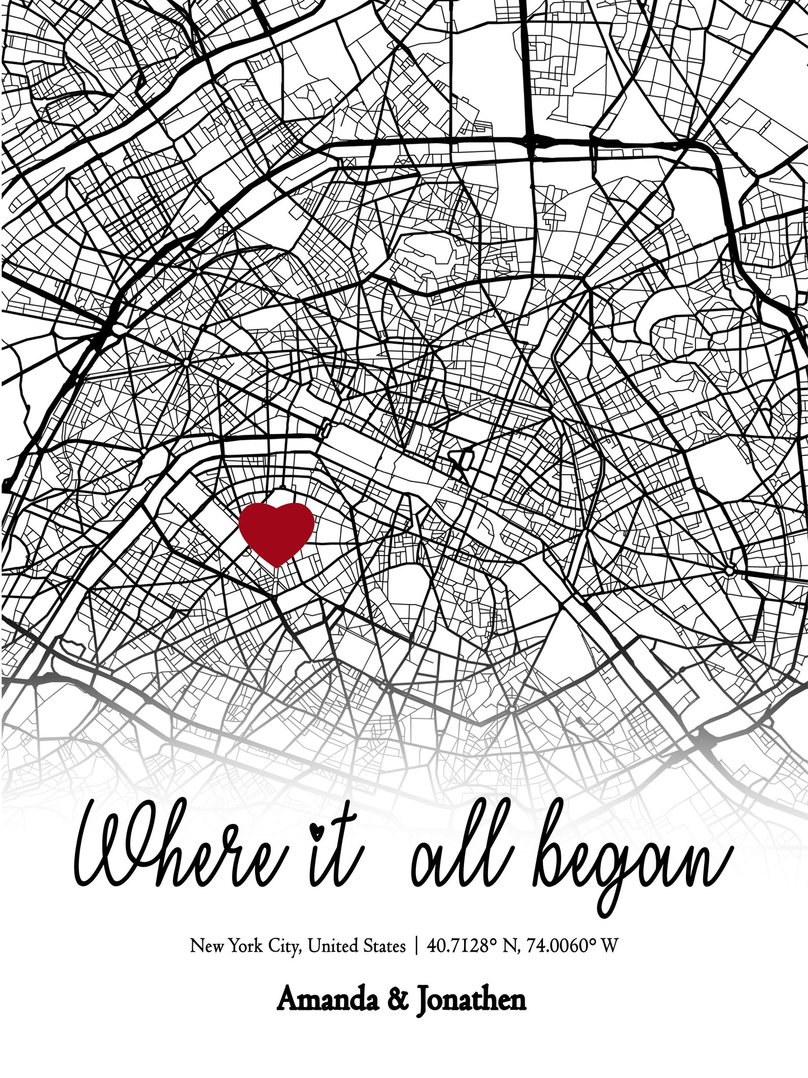 Where We Met Map /where It All Began /couple Map/ Gift for Her/ Gift ...