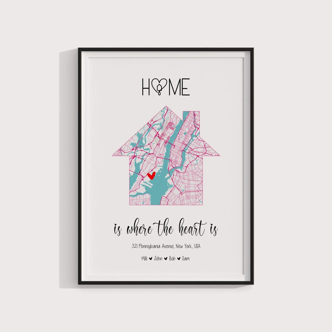 Custom Home Map, First Time Home Buyer, Personalized Housewarming Gift ...