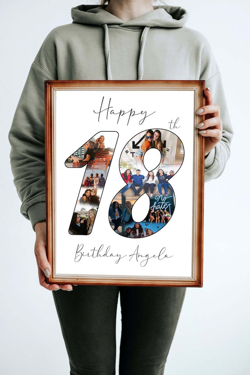 18th Birthday Photo Collage Gift: Personalized Number Keepsake (digital ...