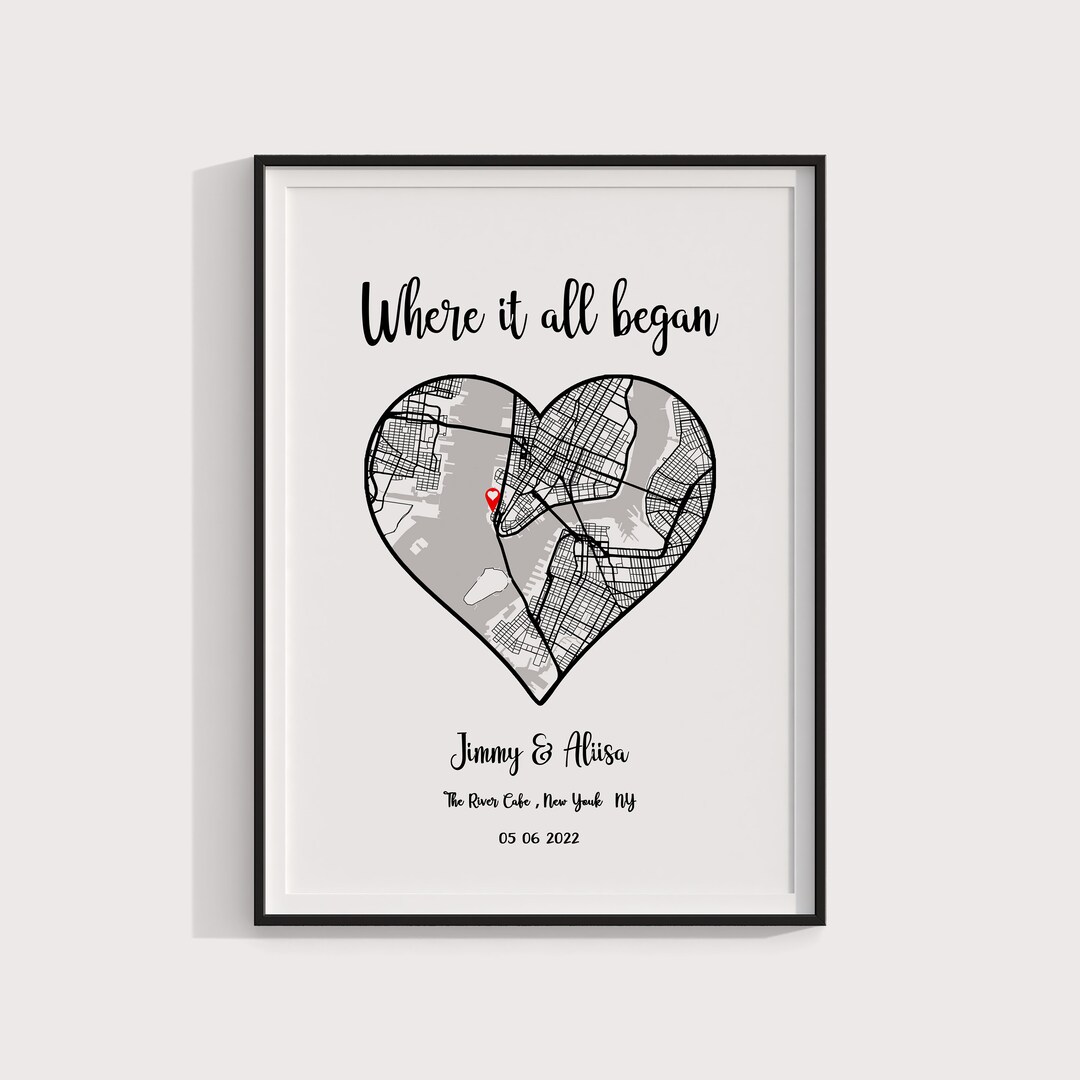 Where We Met Map /where It All Began /couple Map/ Gift for Her/ Gift ...