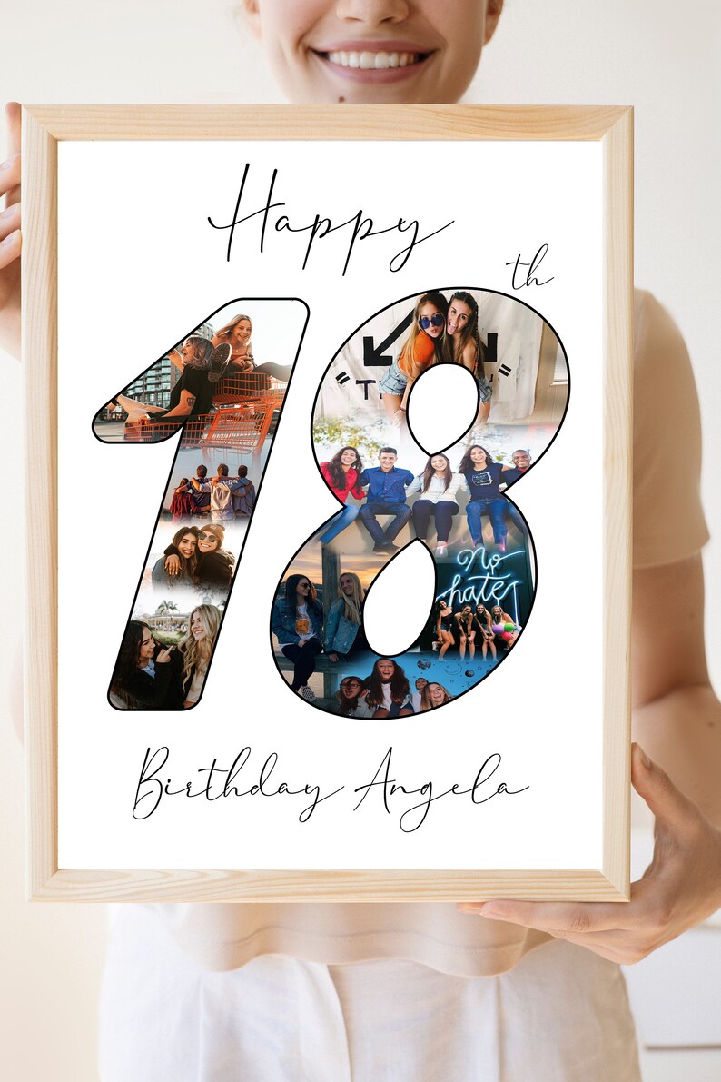 18th Birthday Photo Collage Gift: Personalized Number Keepsake (digital ...