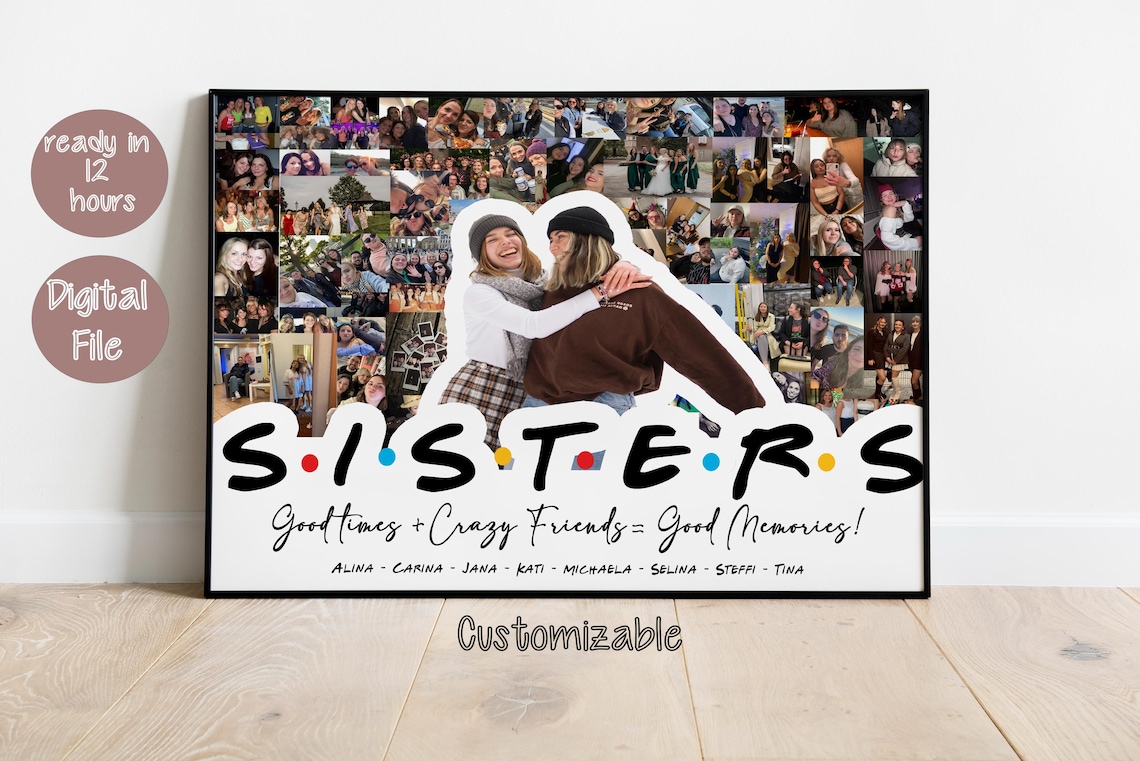 Personalised Sister Print Custom Gift for Sister Birthday Gift for Her ...