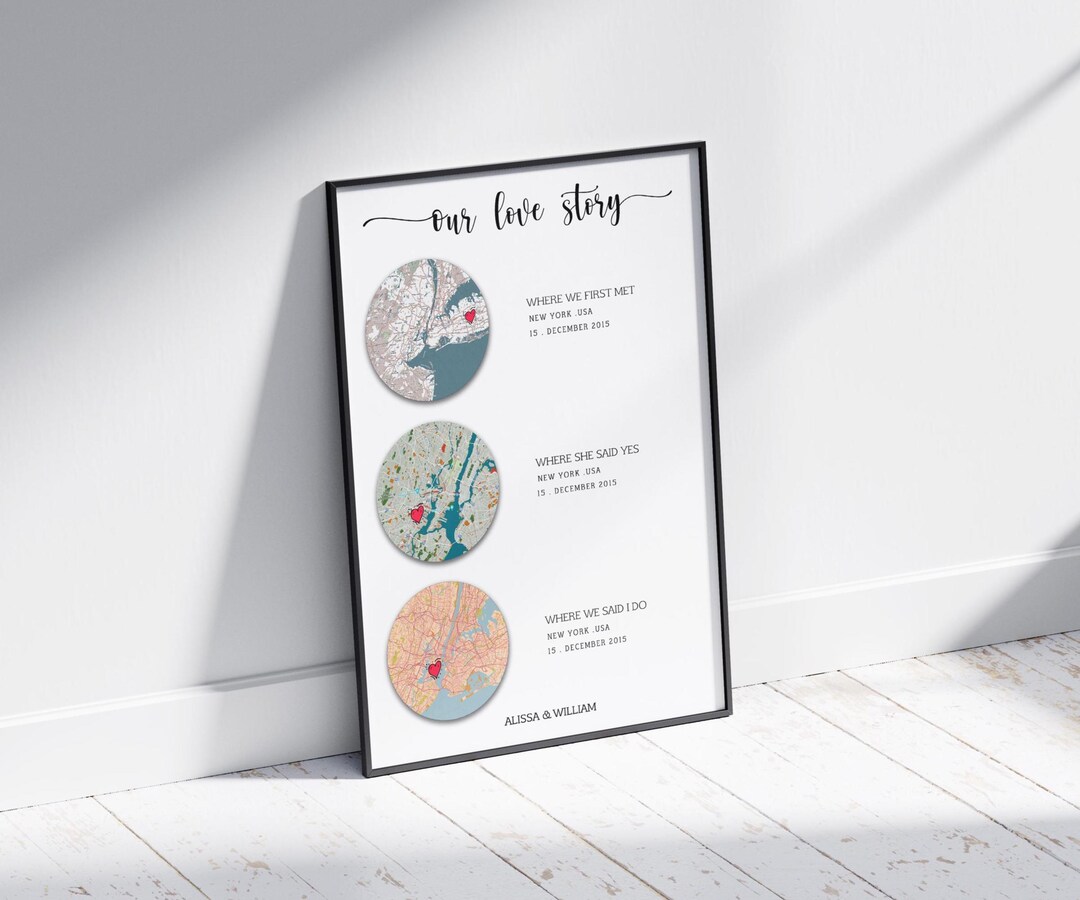 Personalized Love Map for Couples, Custom Relationship Story Timeline ...